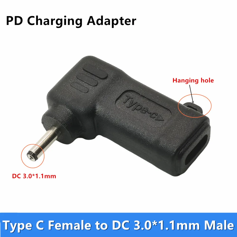 PD USB Type C Female Input to DC 3.0mm x 1.1mm Power Charging Adapter ...