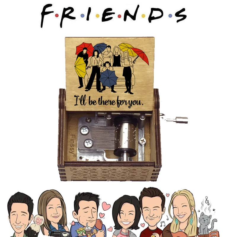 Antique Wooden TV Show Friends Music Box I'II BE THERE FOR YOU Modern ...