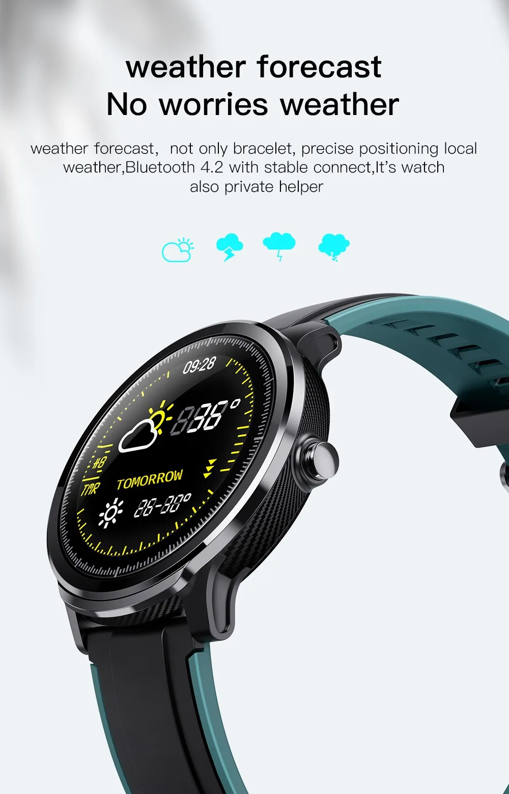 Kospet 프로브 1.3 인치 풀 터치 스크린 IP68 방수 스포츠 Smartwatch 15 일 배터리 수명 심박수 모니터 ...