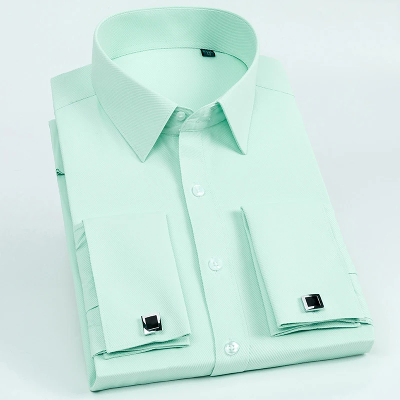Men's Slim Fit French Cuff Dress Shirt Long Sleeve Tuxedo Business ...