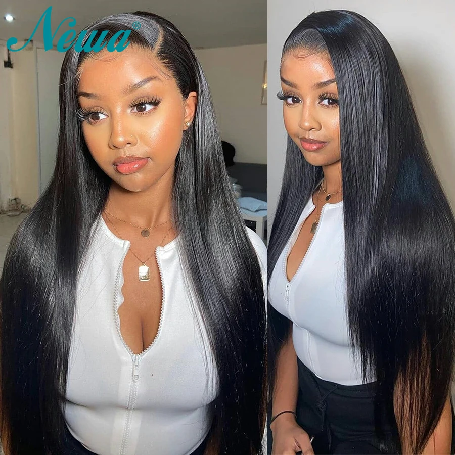 Fake Scalp Straight Lace Front Wig Pre Plucked 13x6 Lace Frontal Human ...