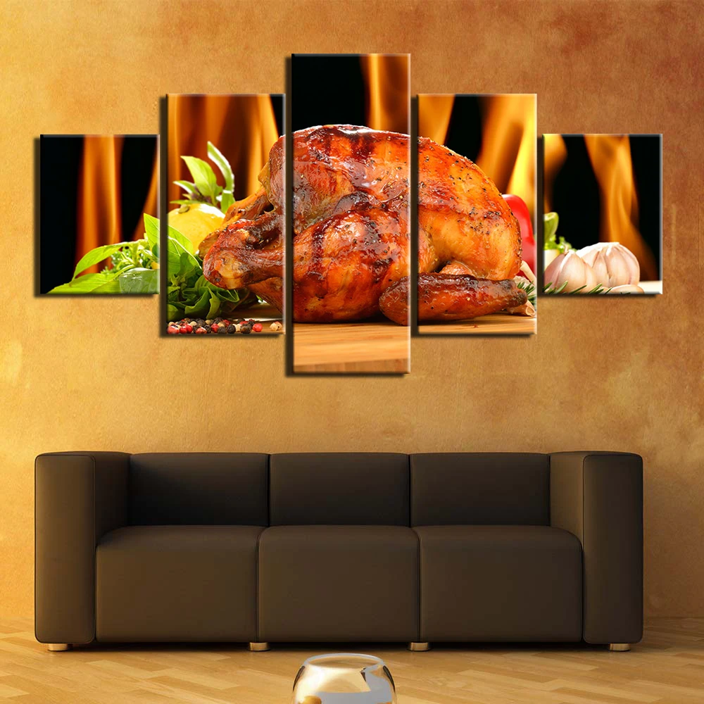 Imágenes de comida barbacoa, 5 paneles, arte de pared, pintura en ...