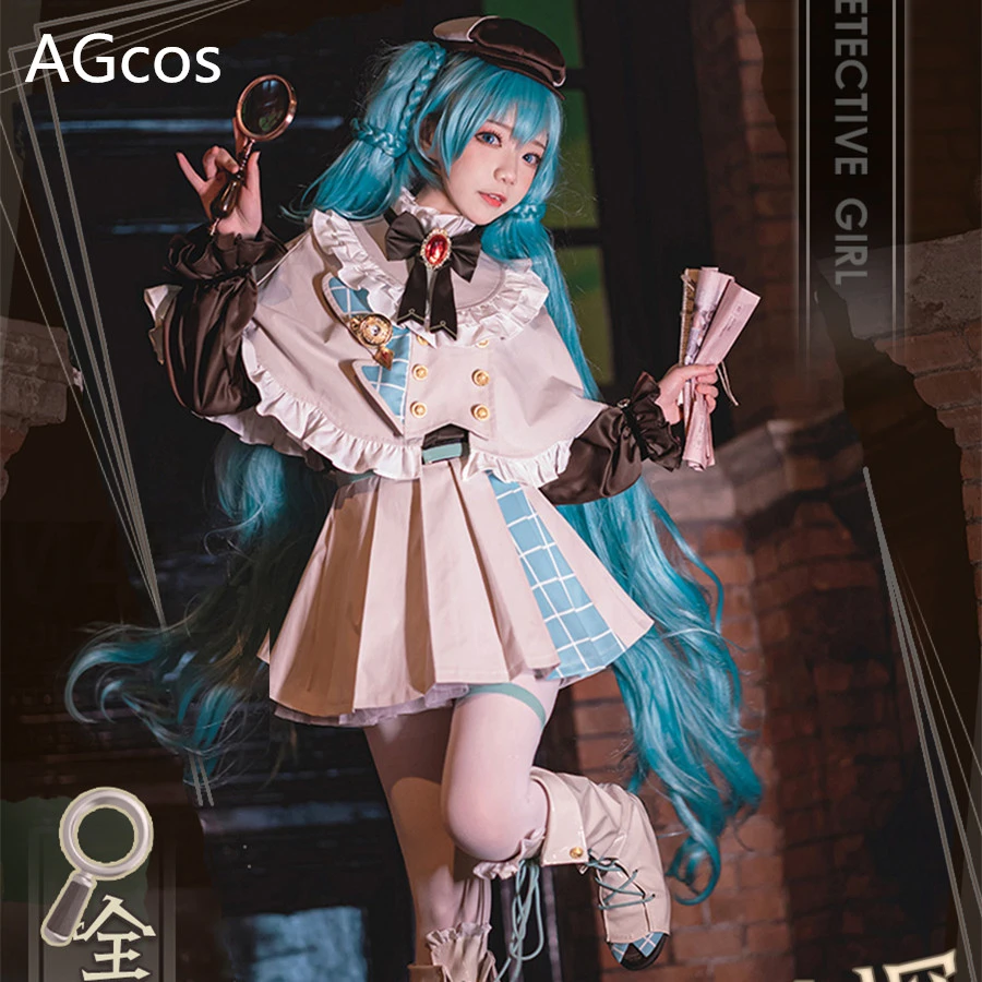 AGCOS Vocaloid Little Detective Miku Cosplay Costume Girl Miku ...