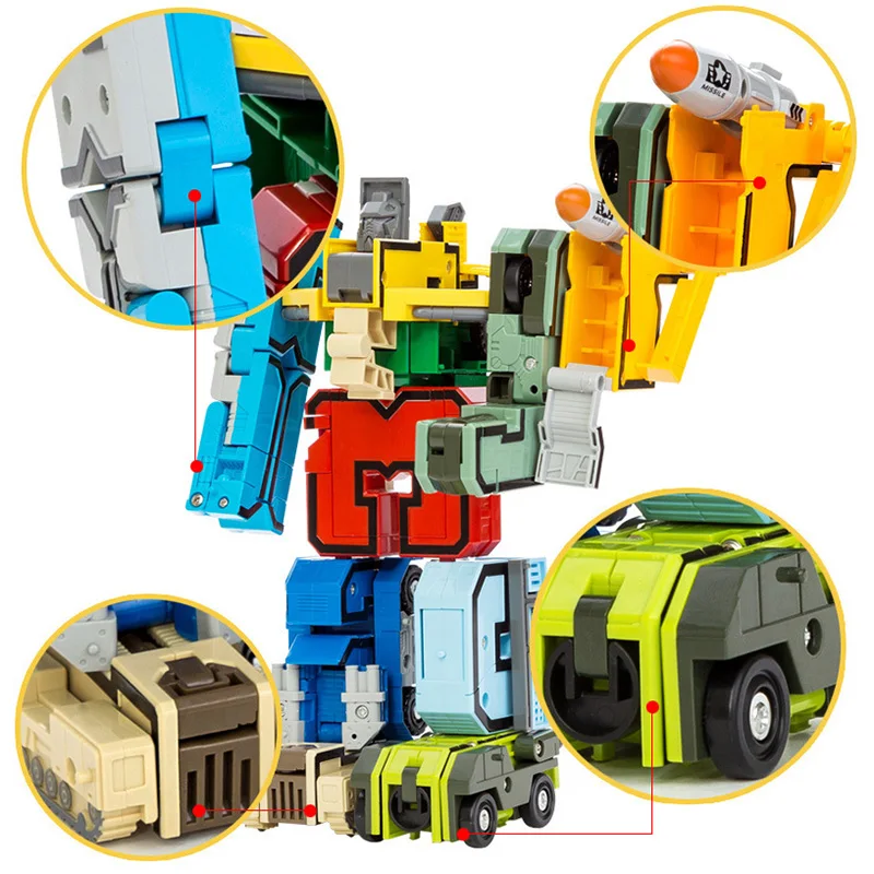 10Pcs/lot Creative Number Transformation Robot Deform Plane Car Gift ...