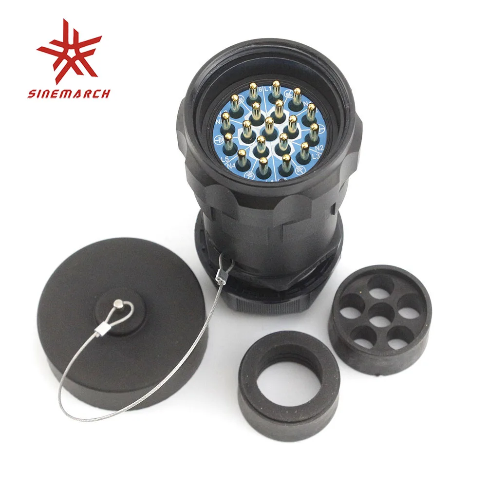 Socapex-19-Pin-Male-Connector-M40-19-28mm-Cable-Gland-Gold-plated-Brass ...