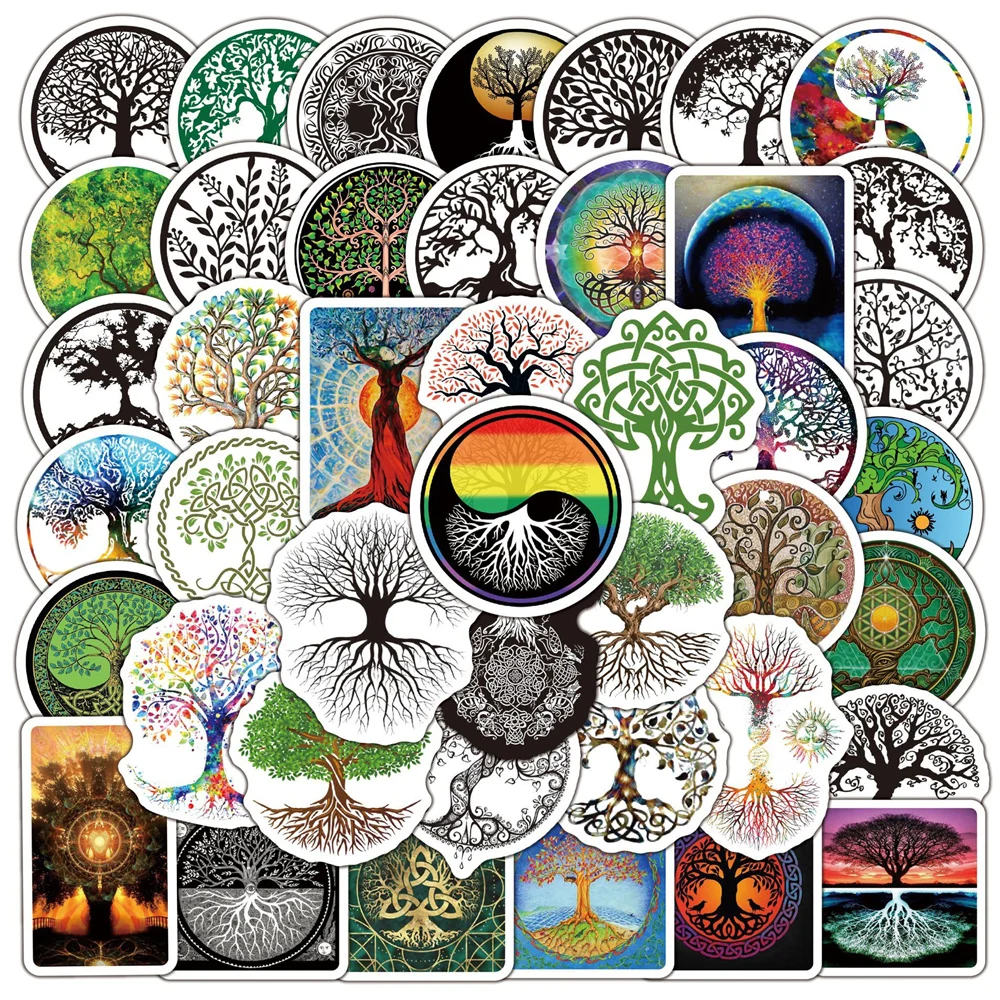 50pcs-Miracle-Tree-of-Life-Religious-Belief-Totem-Graffiti-Stickers-For ...