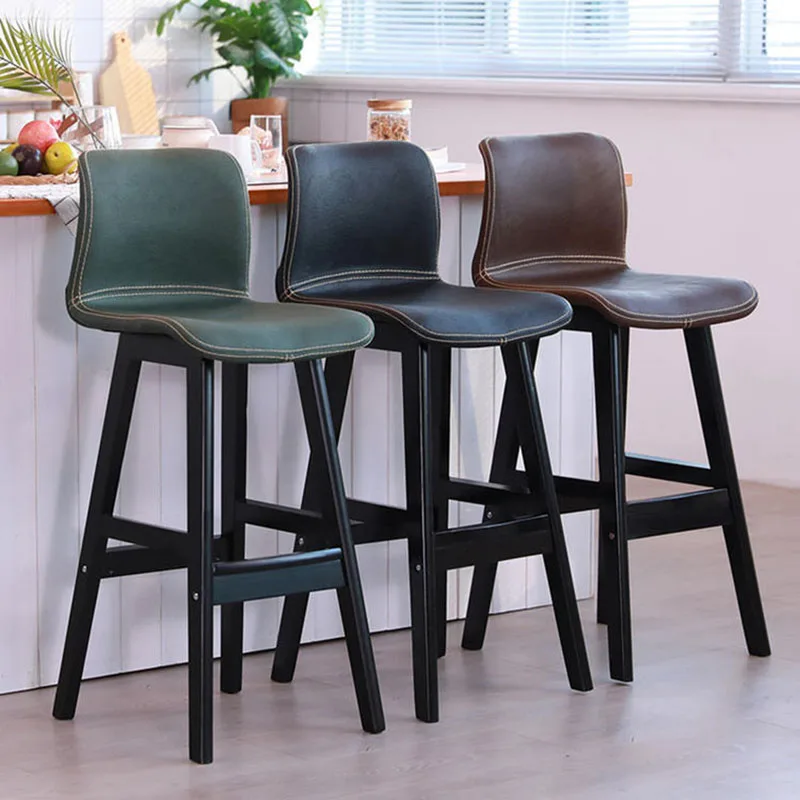 Bar-chair-Nordic-solid-wood-high-stool-household-front-desk-coffee-shop ...