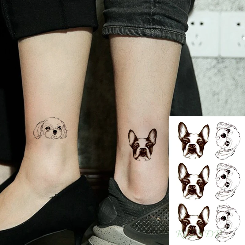 Waterproof Temporary Tattoo Stickers cartoon lovely dog head animal ...