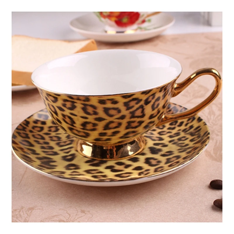 High Range Leopard Print Coffee Cup Saucer British Royal Tea Cappuccino ...