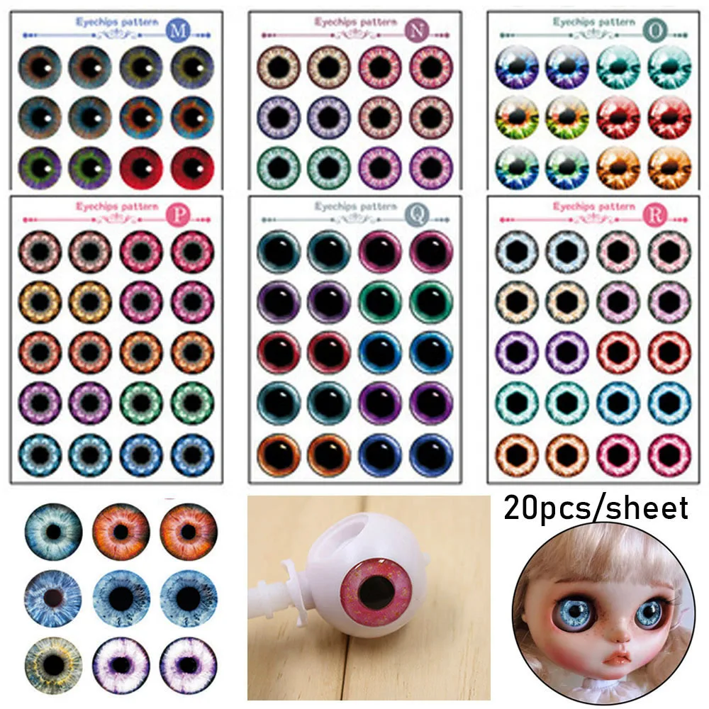 20-Pcs-Paper-Doll-Eyes-Chips-14mm-Transparent-Thin-Glass-Eye-Stickers ...