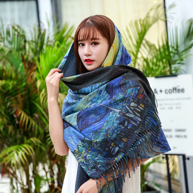New-Cashmere-scarf-Fashion-women-Starry-sky-Oil-Painting-Digital ...