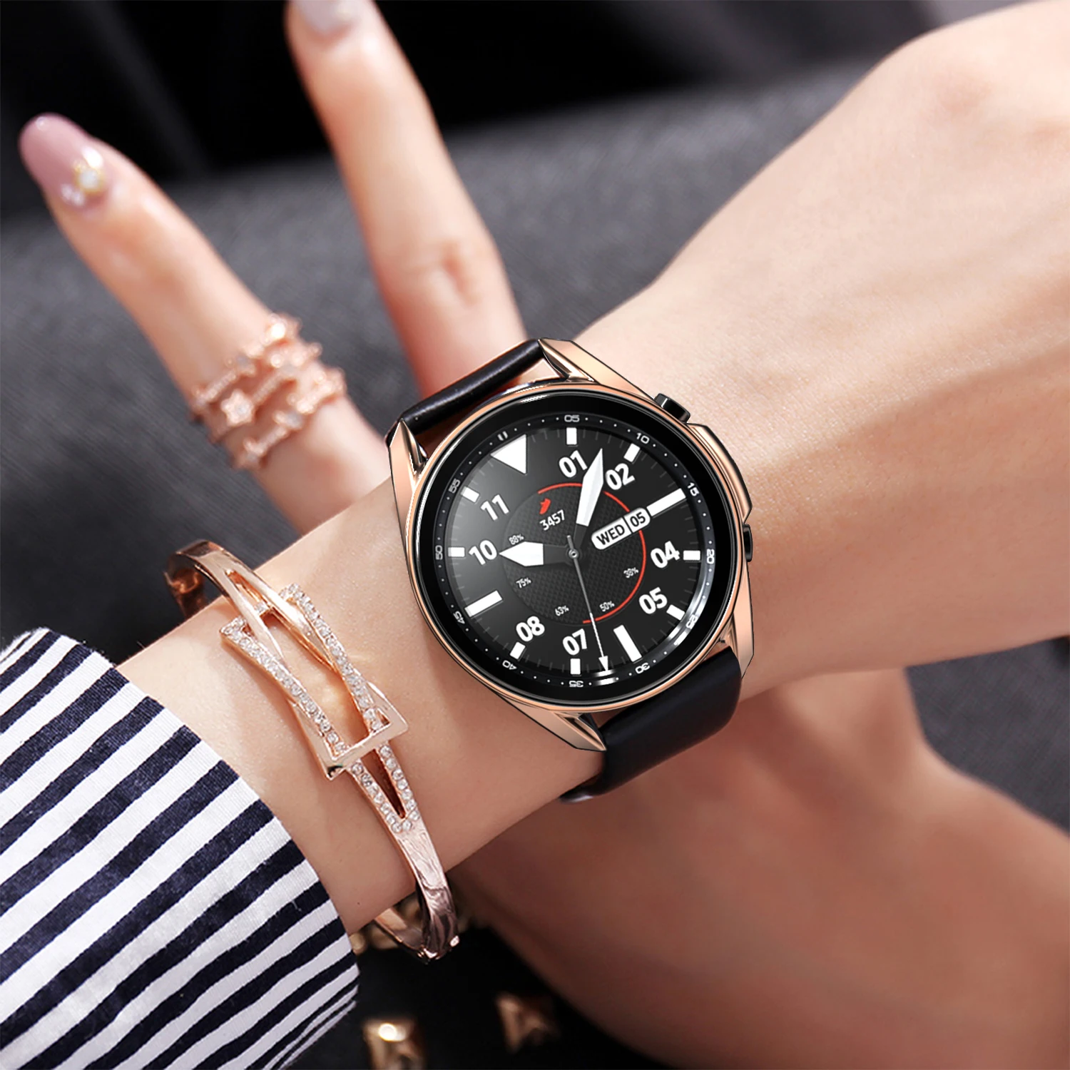 45mm - rose - Coque pour montre Samsung Galaxy Watch 3,cadre TPU, coque ...