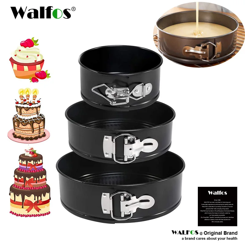 WALFOS 18/22/24CM Removable Bottom Non Stick Metal Cake Baking Tray ...