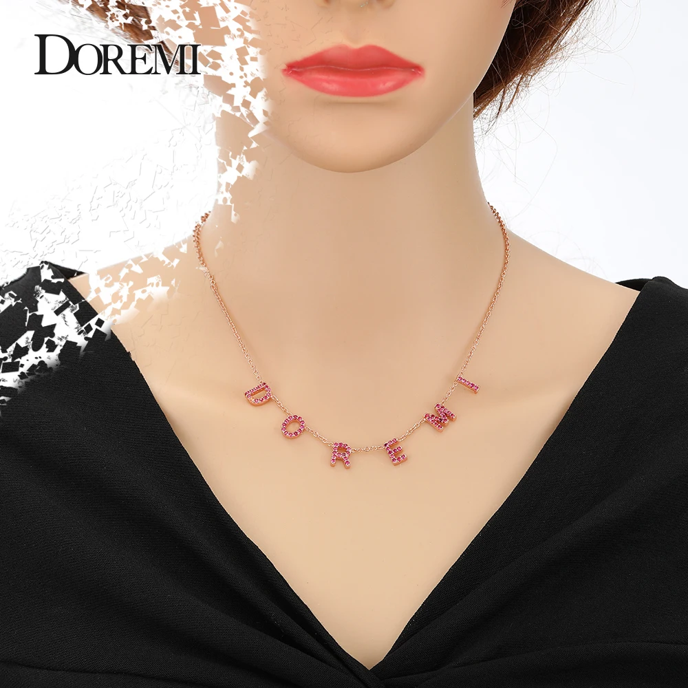 DOREMI 9mm Personalized Custom CZ Stone Crystal Name Necklace for Women ...