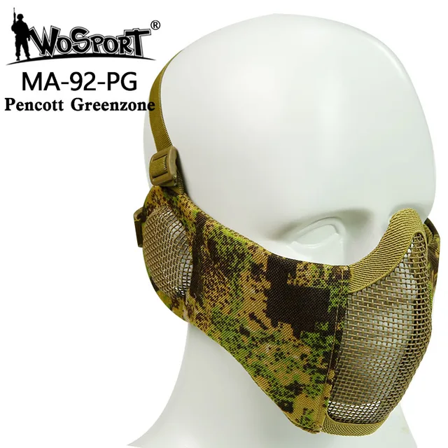 Army Airsoft Tactical Mask Half Face Hunting Shooting Mask Ear ...