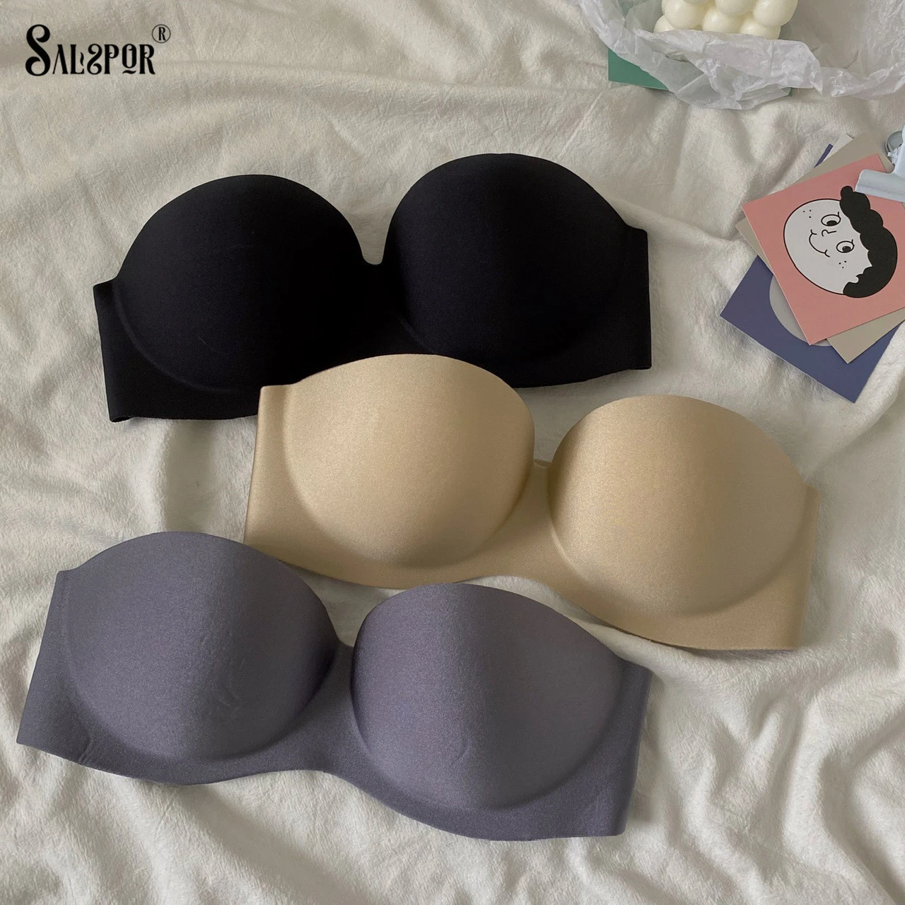 Women Sexy Strapless Bra Invisible Push Up Bras Underwear Seamless ...