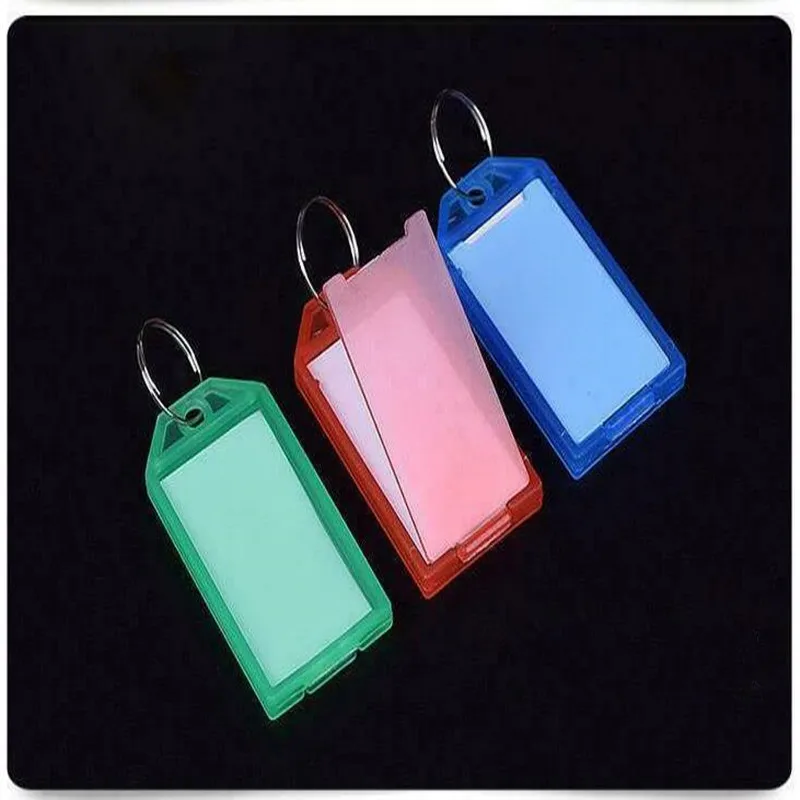 New 60pcs Metal Ring Colorful Plastic Key Fobs Luggage ID Card Name ...