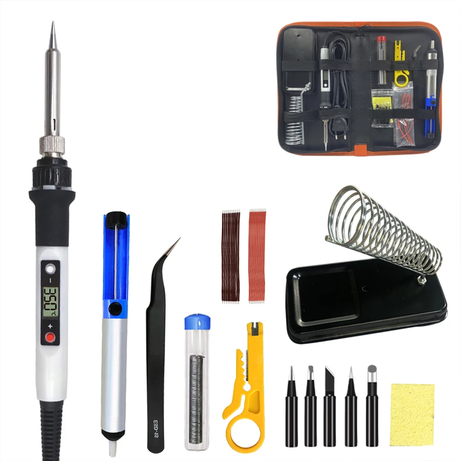 Soldering iron kit adjustable temperature 80W LCD solder welding tools ...
