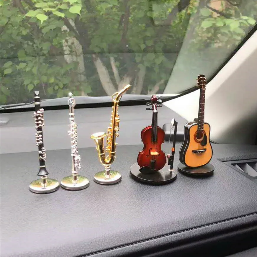 Car Ornament Miniature Guitar And Violin Piano Mini Trumpet Flute ...