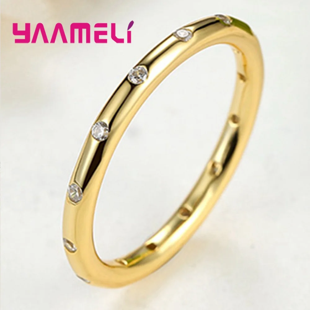 New Fashion CZ Stone Thin Rings For Women 925 Sterling Silver Cubic ...