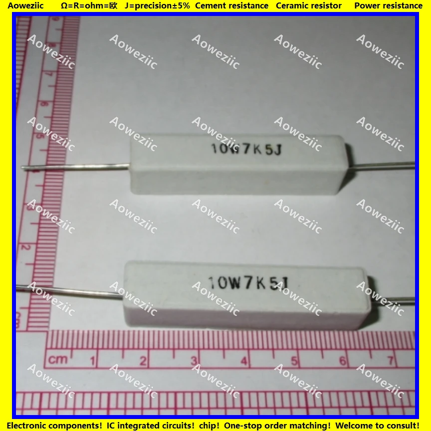 10pcs Rx27 Horizontal Cement Resistor 10w 7.5k Ohm 10w7k5j 10w7.5k 7500 ...