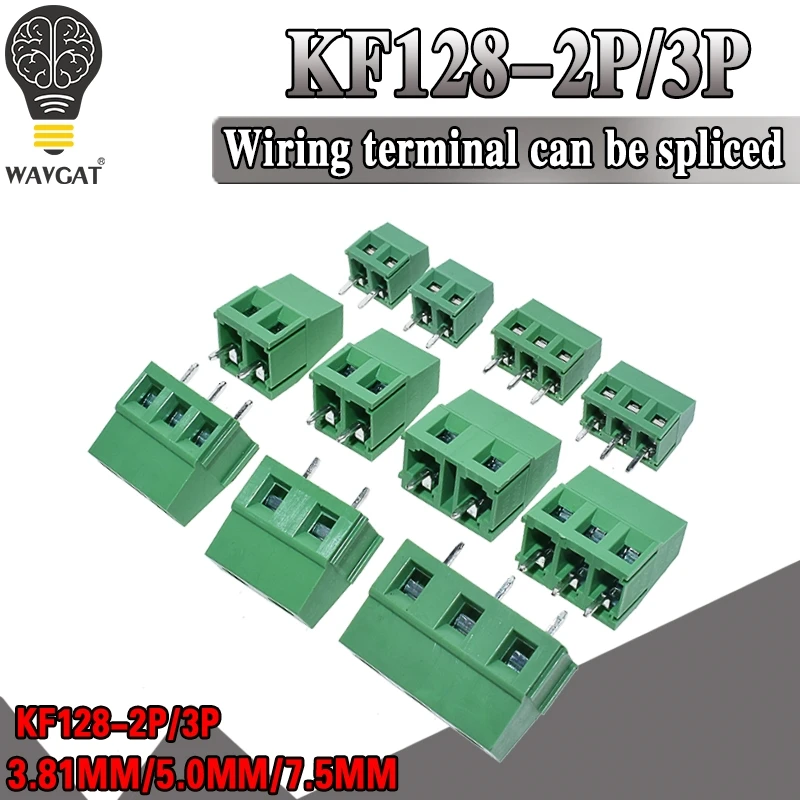KF128 2P KF128 3P 3.81 5.0 7.5 2.54mm PCB Screw Terminal Block Splice ...