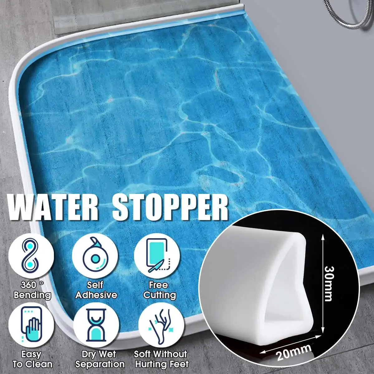 Wet Room Bathroom Kitchen Floor Water Dam Shower Tray Sealing Strip ...