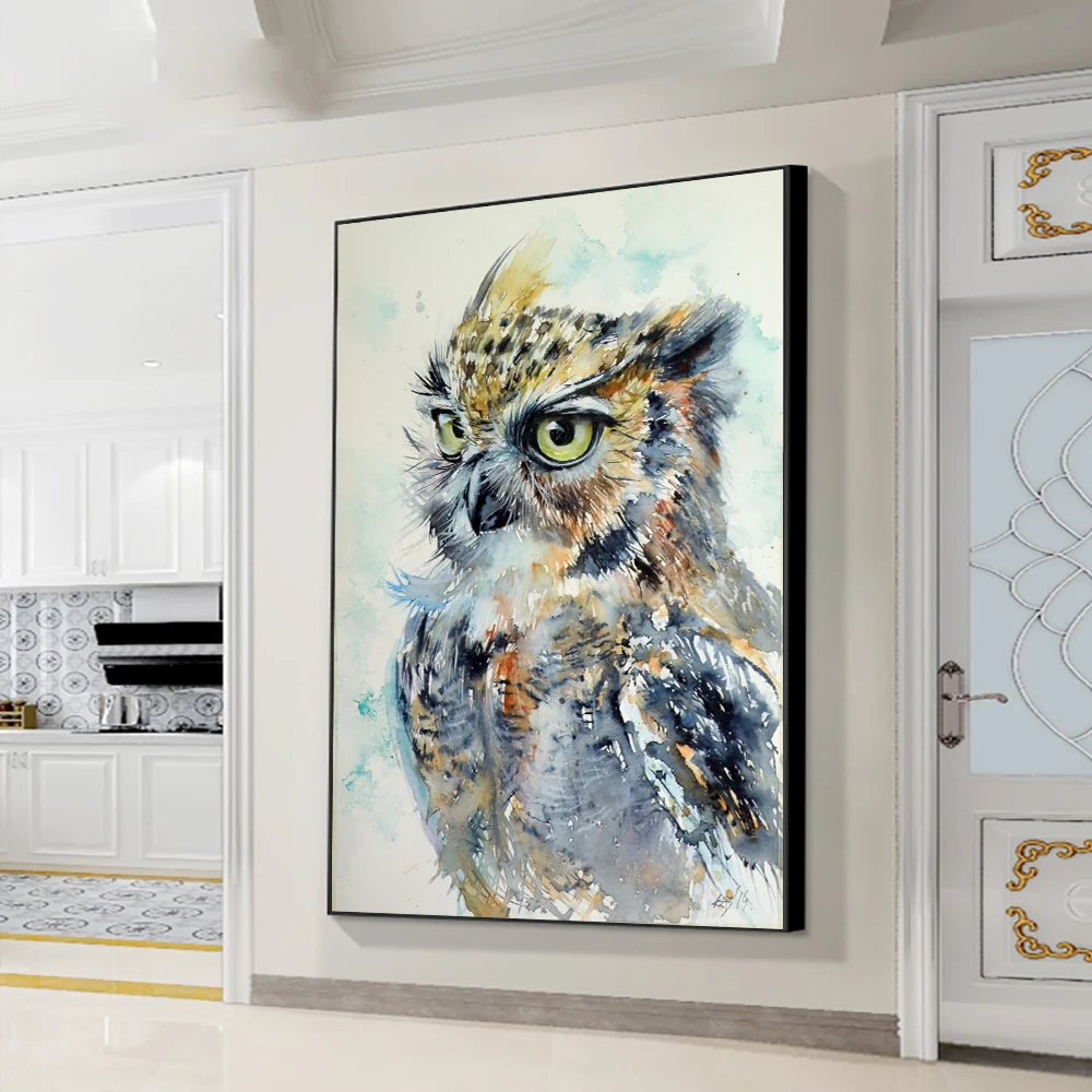 Abstract Owl Watercolor