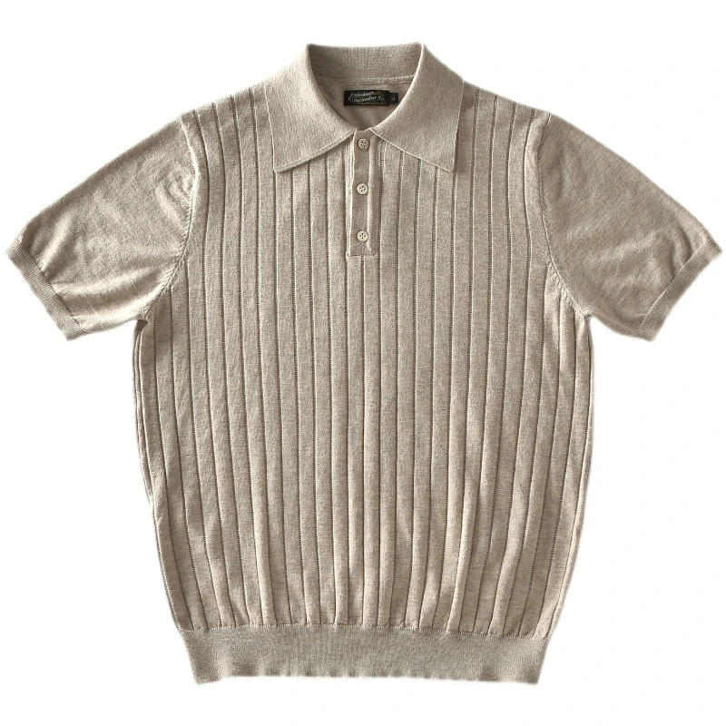 Men's Polo Retro Stripped Knitted Original Shirt Vintage Shirt Short ...