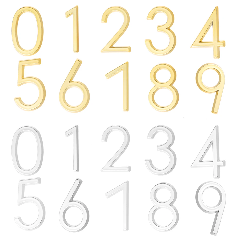 3D Mailbox Self-Adhesive Numbers Stickers Gold Silver 2-Inch 0 to 9 ...