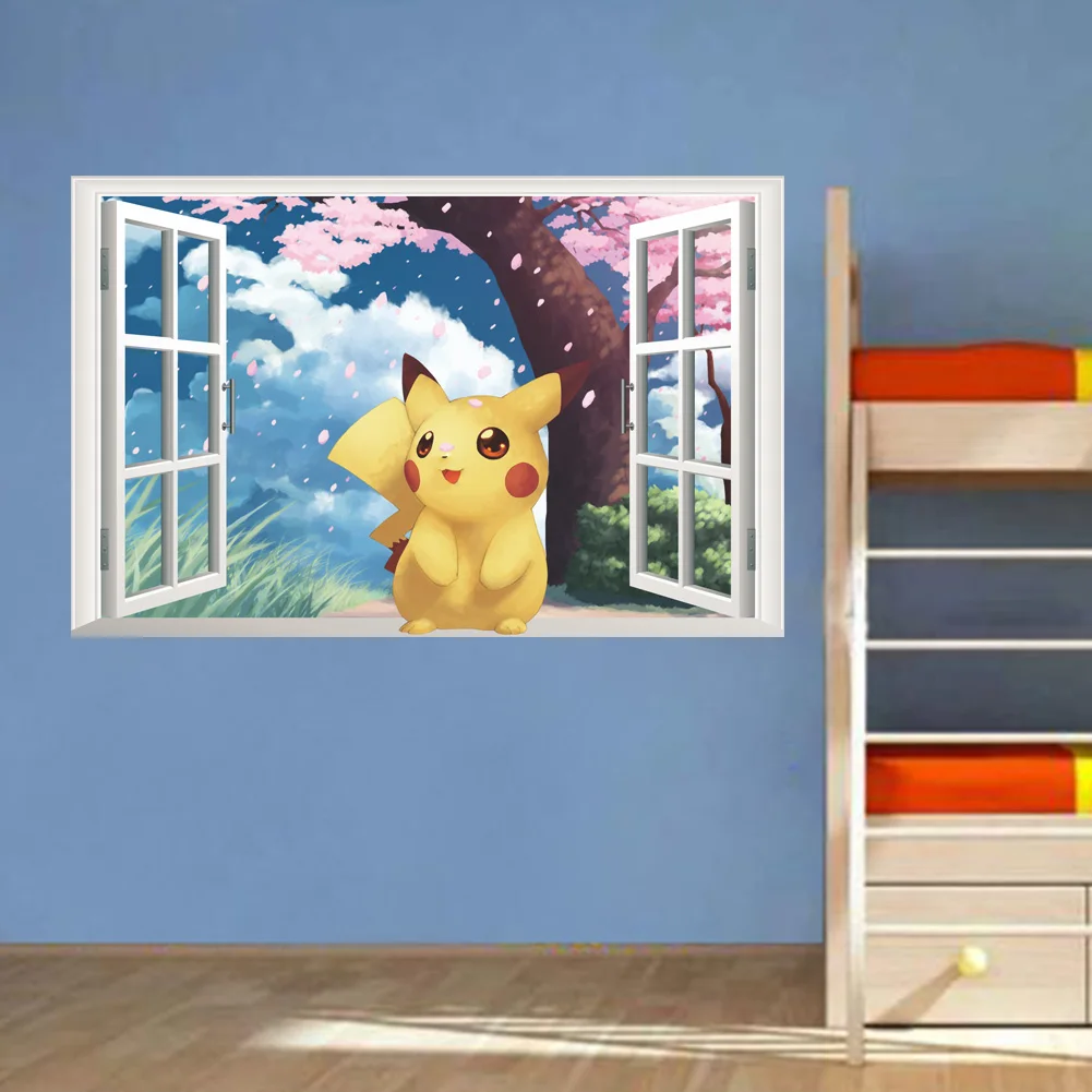 Pokemon Go Kawaii Pikachu Character Under The Cherry Tree 3D Window ...