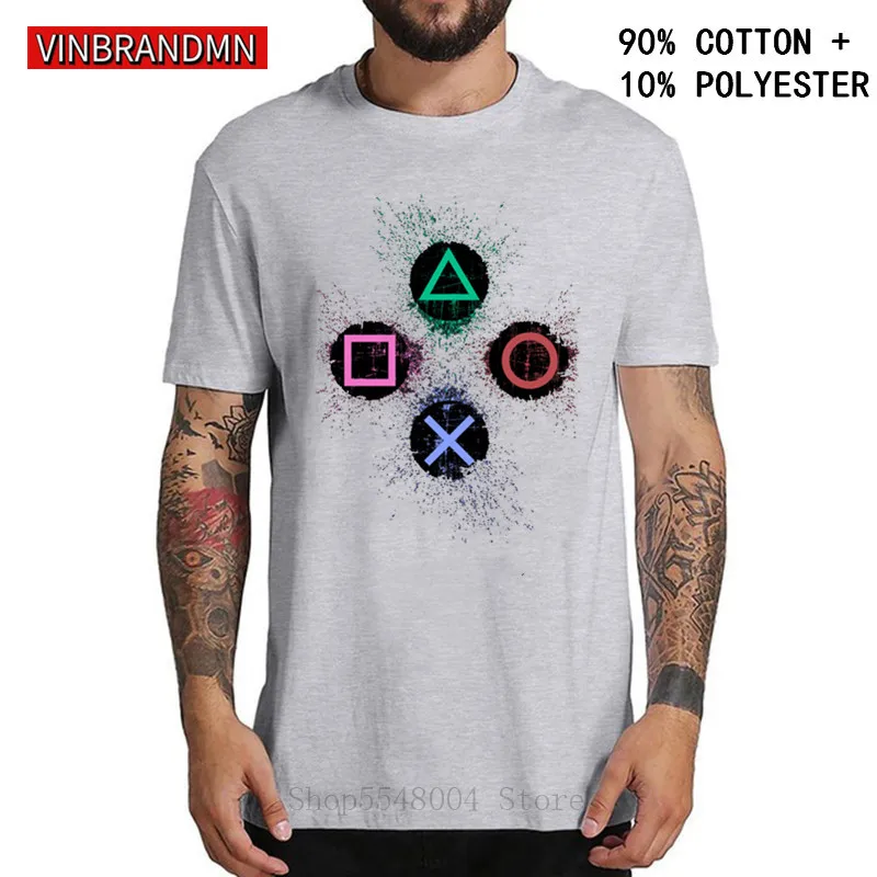 Retro Splash Design Ps Gaming T Shirt Xbox Game Play Station T-shirts ...