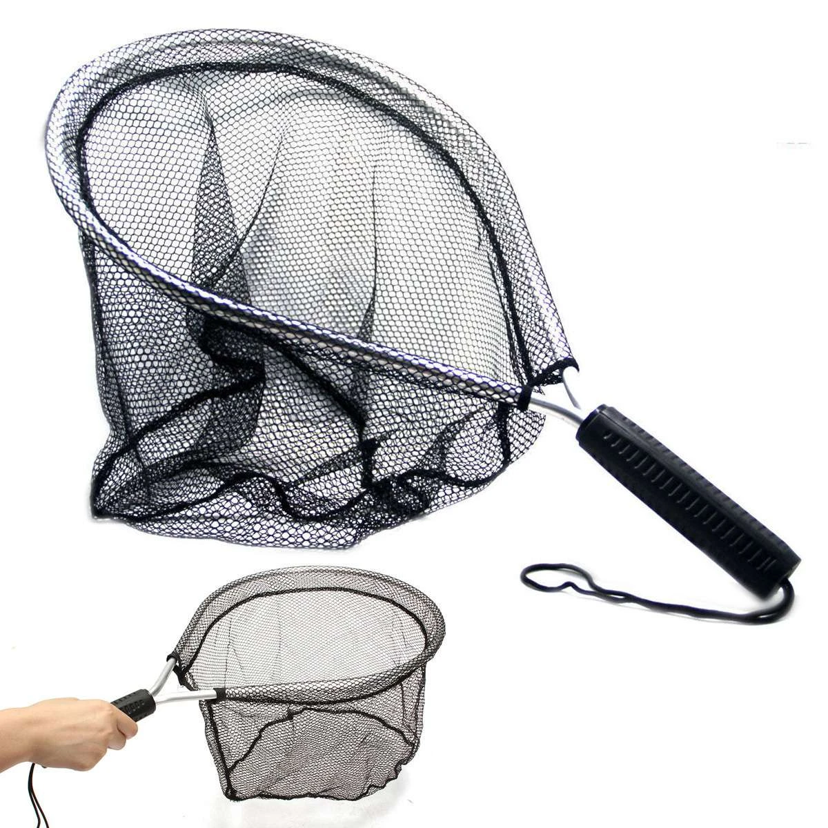 Aluminium Landing Nets Fly Fishing Fish Saver Nylon Knotless Mesh Trout ...