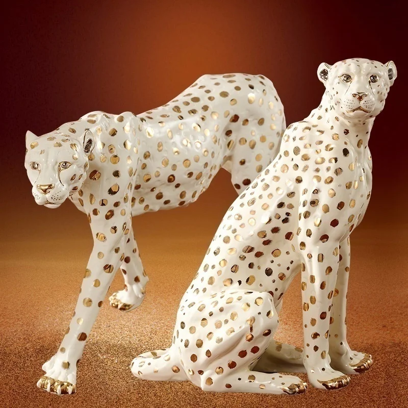 Home-Decor-Leopard-Statue-Art-Ornament-European-Statue-Living-Room ...