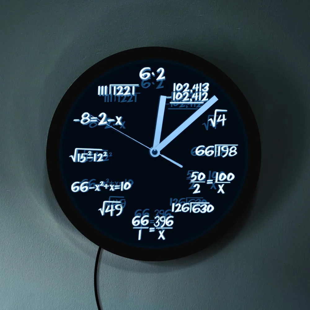 Math Formula Pop Equation Luminous LED Neon Effect Wall Clock Math Wall ...