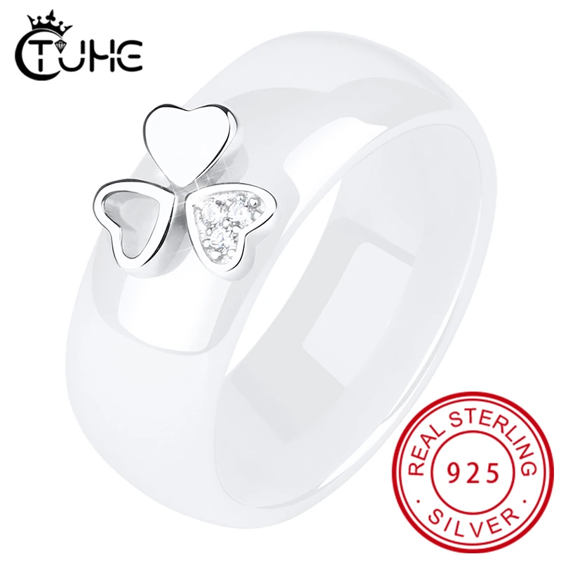 2019 Trendy S925 Sterling Silver Heart Shape Cut Promise Rings for ...