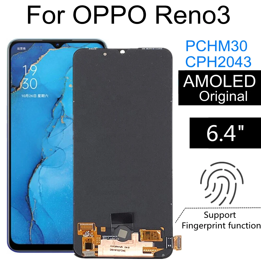 For-OPPO-Reno3-LCD-Display-Touch-Screen-Digitizer-Assembly-Replacement ...