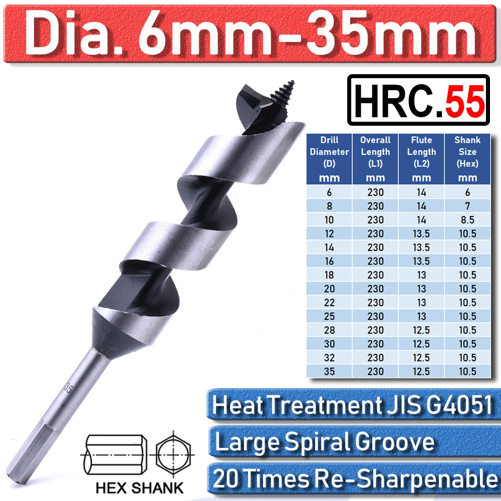 230mm-Long-Auger-Drill-Bits-Joiner-Carpenter-Fast-Cut-Auger-Wood-Drill ...