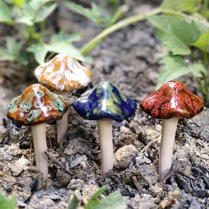 Ceramic Toadstools Simulation Mushroom Model Bonsai Ornament DIY Home ...