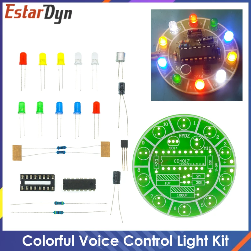 CD4017-colorful-voice-control-rotating-LED-light-kit-electronic ...