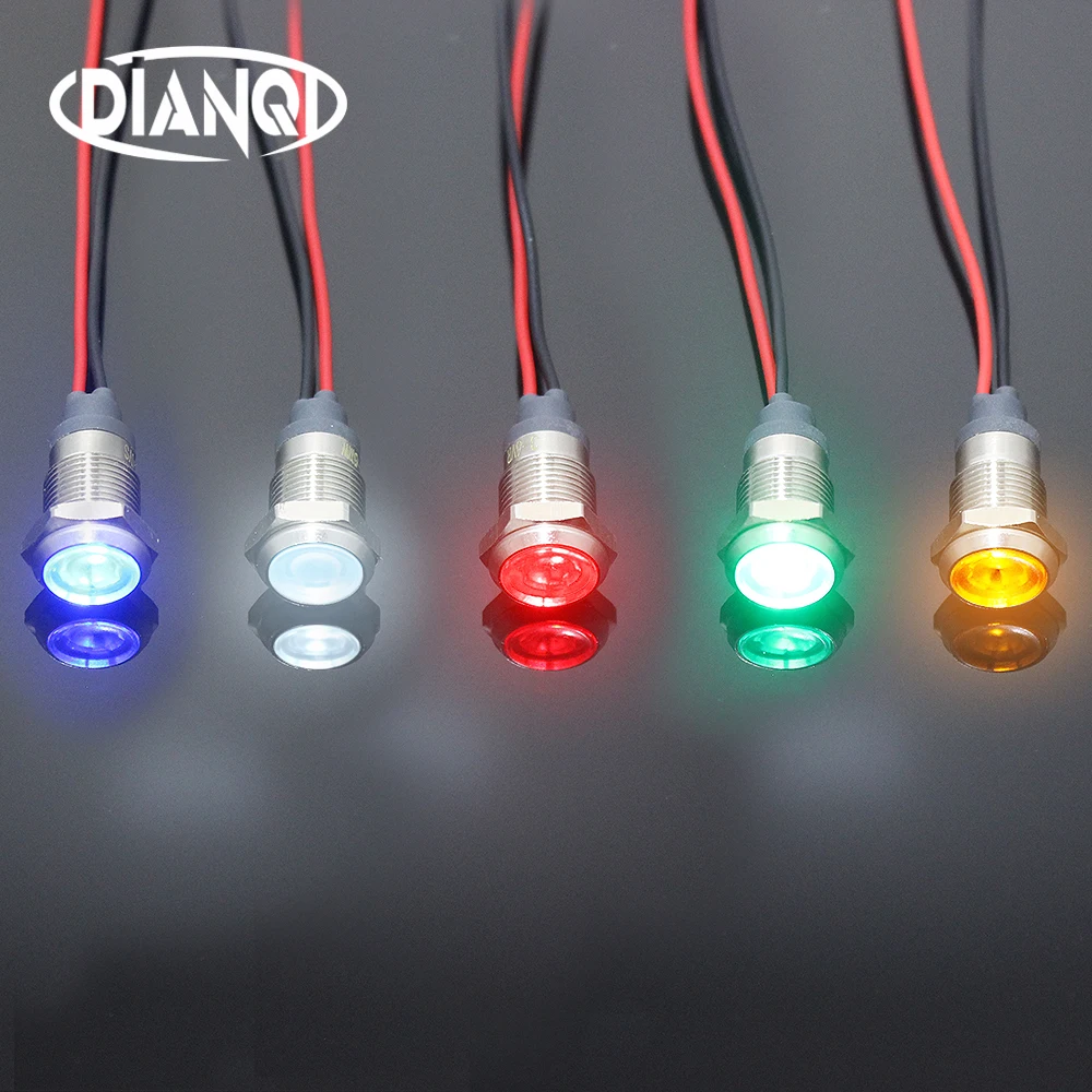 10mm-LED-Metal-Indicator-light-waterproof-Signal-lamp-with-wire-red ...