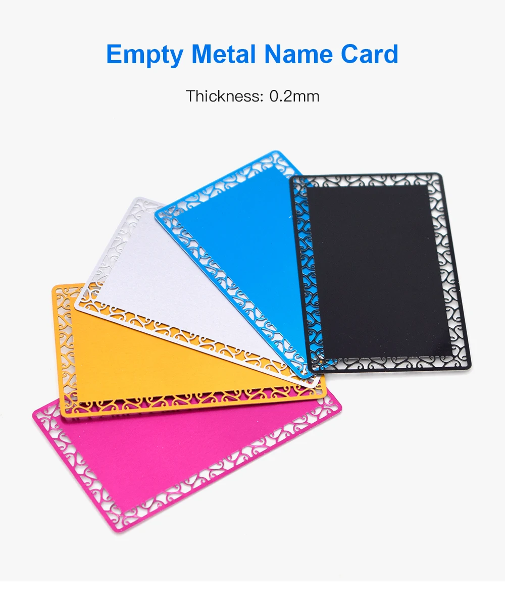 WaveTopSign 100Pcs 0.2mm Business Name Cards Multicolor Aluminium All ...