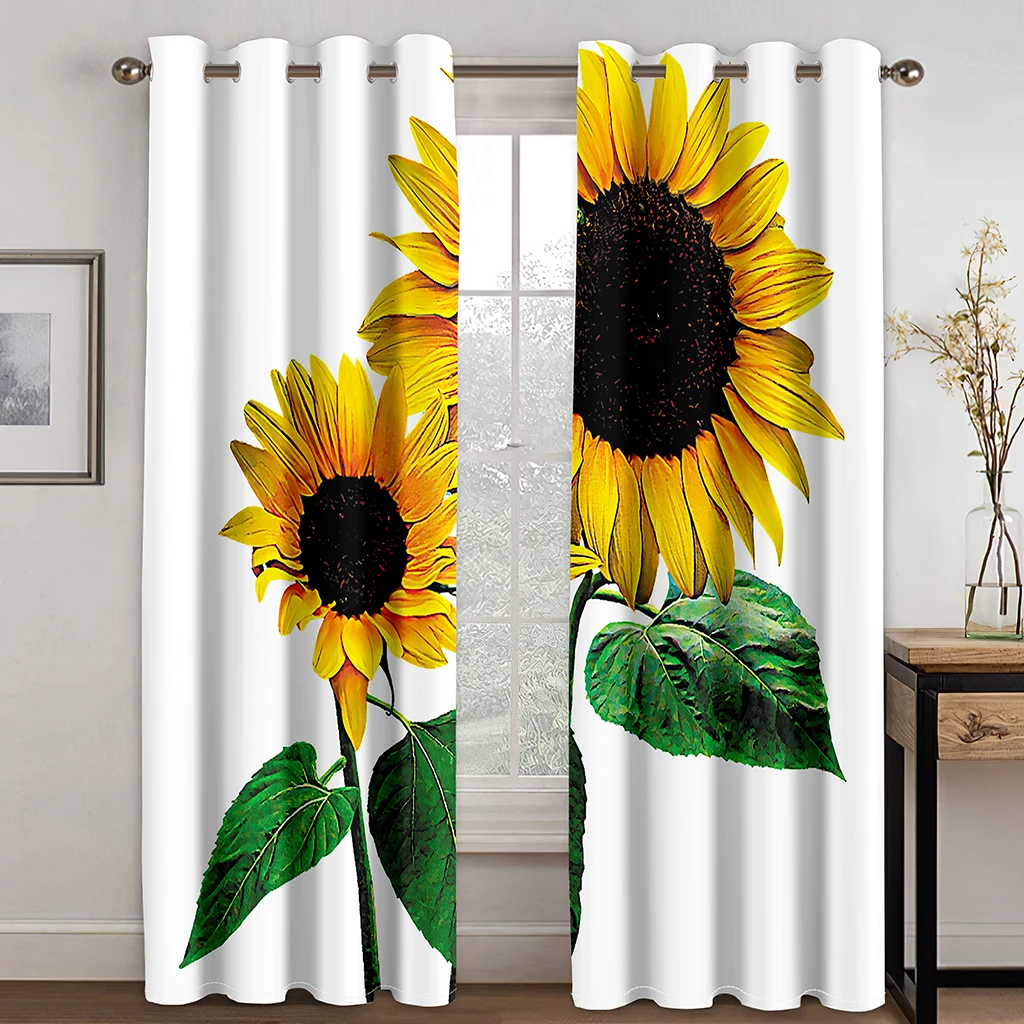 Ensemble-de-rideaux-occultants-motif-de-tournesol-minimaliste-moderne ...