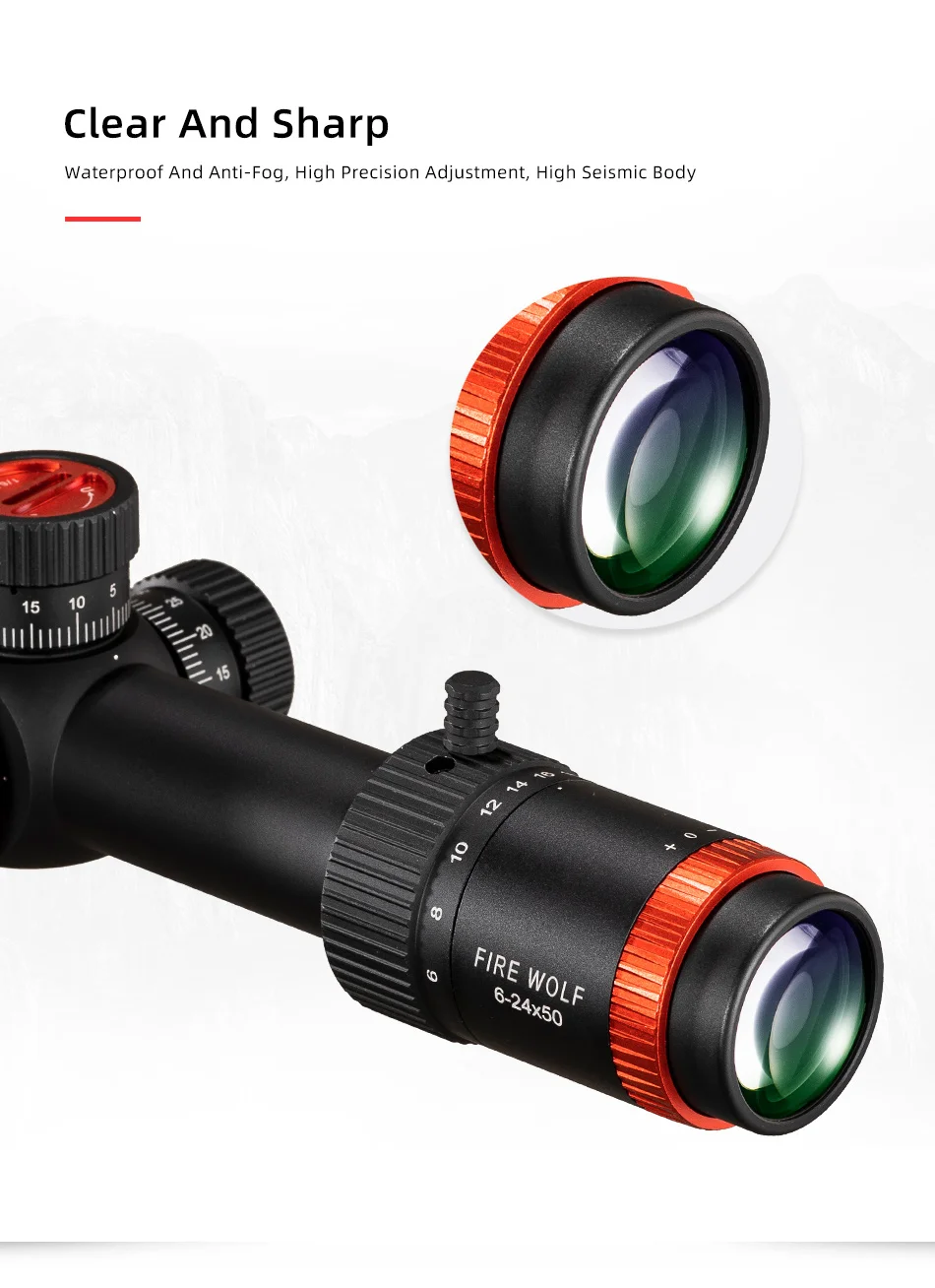 FIRE WOLF QZ 6-24X50 FFP Scope Hunting Optical Sniper Riflescope ...