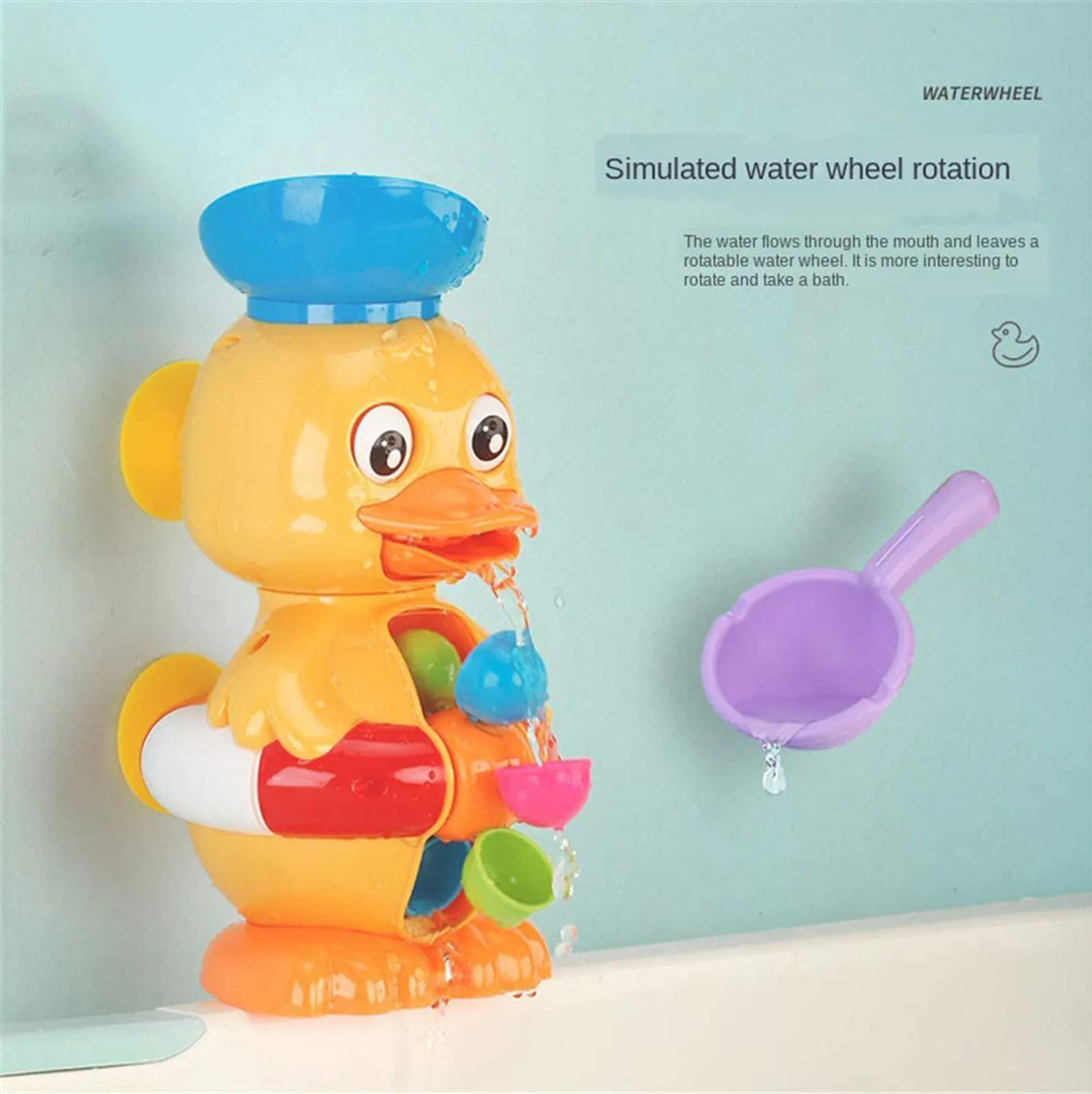 2PCS-Cartoon-Ducks-Bathtub-Water-Toy-Waterwheel-Turn-Around-Water-Game ...