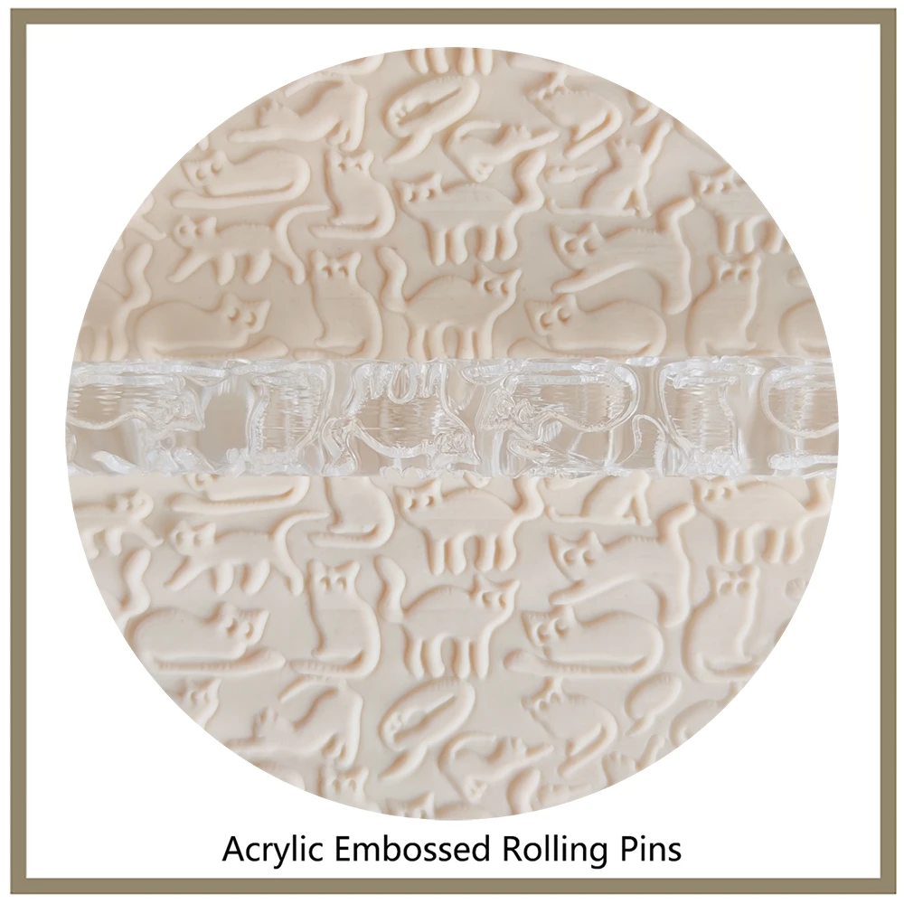 1 Piece Funny Cats Clay Tools Art Project Embossed Rolling Pin For ...