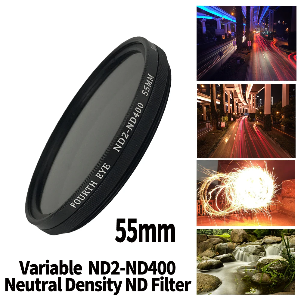 ND Lens 55mm Variable ND2-ND400 Neutral Density Filter Fader ND ...