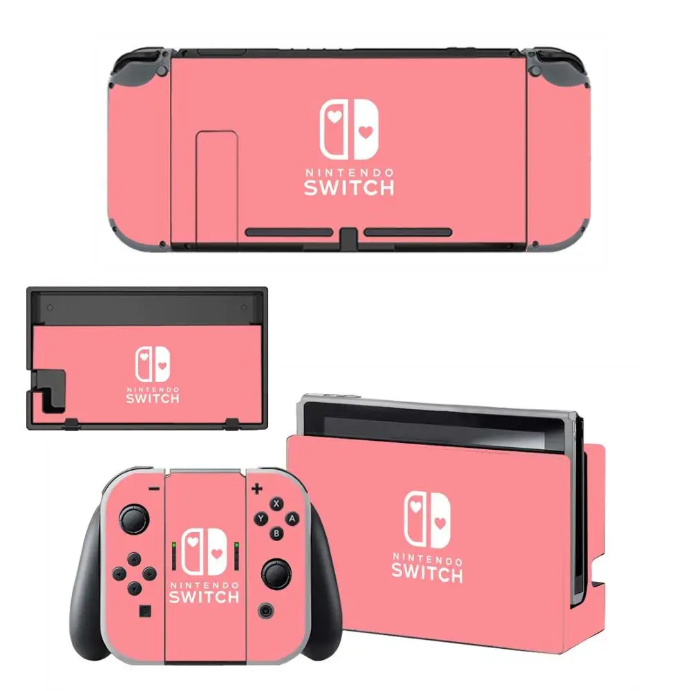 Pure Pink Color Skin Sticker For Nintendo Switch Console And Joy-Con ...