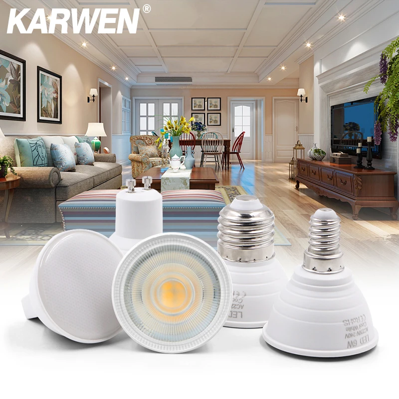 Karwen Lampada Led Lamp 6w Gu10 Gu5.3 Mr16 E27 E14 Led Bulb 220v Bombillas Led Spotlight Lampara ...