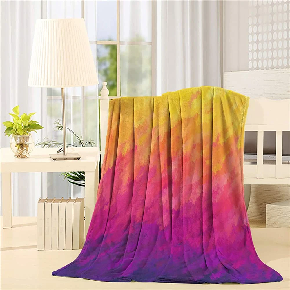 yellow and purple blanket